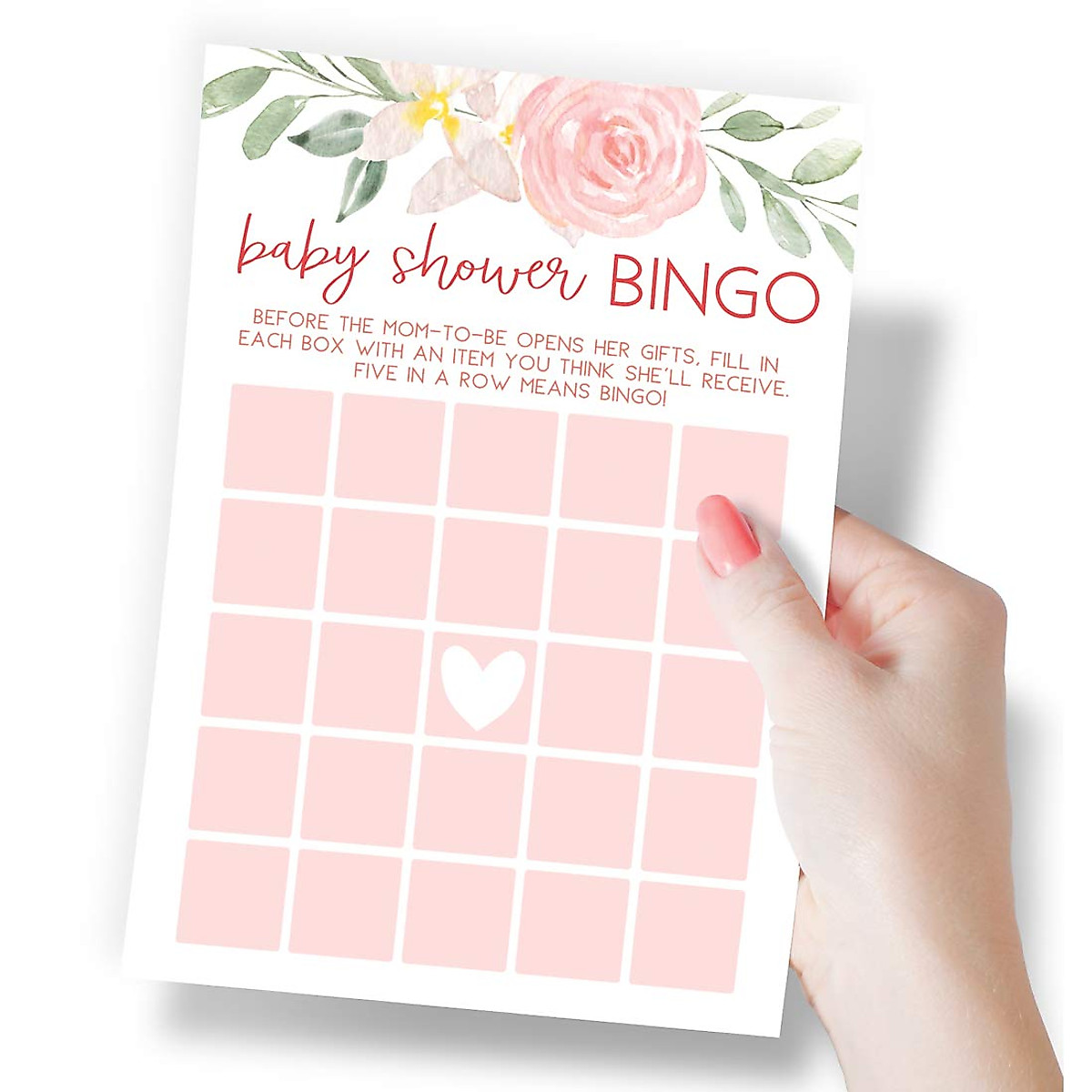 Printed Party Baby Shower Games for Girl – 5 Games & Activities, Baby in Bloom Floral Theme, 50 Guests
