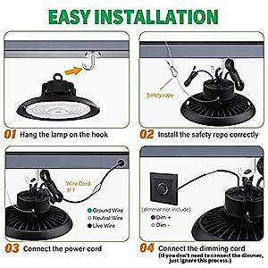 1 pack LED UFO High Bay Light 240W 33600LM white daylight 5700K Industrial Light Waterproof IP65 Outdoor Lighting Lamp Commercial Bay Lighting for Garage Factory Warehouse Workshop Gym (240W, 1 pack)