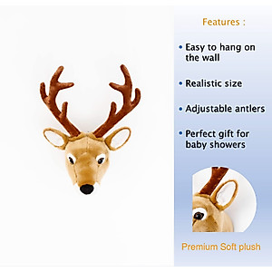 BAOUBEAR Plush Stuffed Deer Head – 17 Inch Hunting Toy, Handcrafted Trophy, Woodland Nursery Decor