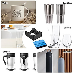 Cup Cradle for Tumblers with Built-in Slot, Silicone Tumbler Holder for Crafts Use to Apply Vinyl Decals for Tumblers, Small Tumbler Stand Cup Holder with Felt Edge Squeegee for Cups Bottles (Black)