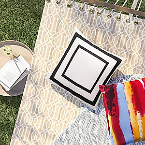 Pyonic Outdoor Waterproof Throw Pillow Covers Geometric Pillowcases Black and White Pillow Covers for Patio Garden Set of 2, 18 X 18 Inches