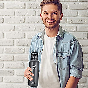 Vmini Water Bottle - Standard Mouth Stainless Steel & Vacuum Insulated Bottle, New Straw Lid with Wide Handle, Gradient Mint+Pink+Purple & 22 oz