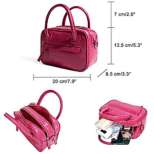Women Shoulder Bag Handbags Small Crossbody Purse Top Handle Bag Crocodile Pattern Clutch Bag Chain Wristlet Satchel Purse, Rose