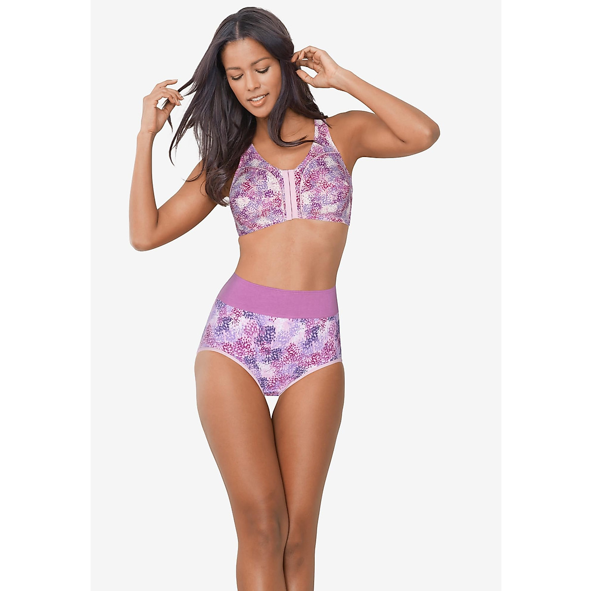 Comfort Choice Women's Plus Size 3-Pack Front-Close Cotton Wireless Bra - 40 C, Mocha Assorted