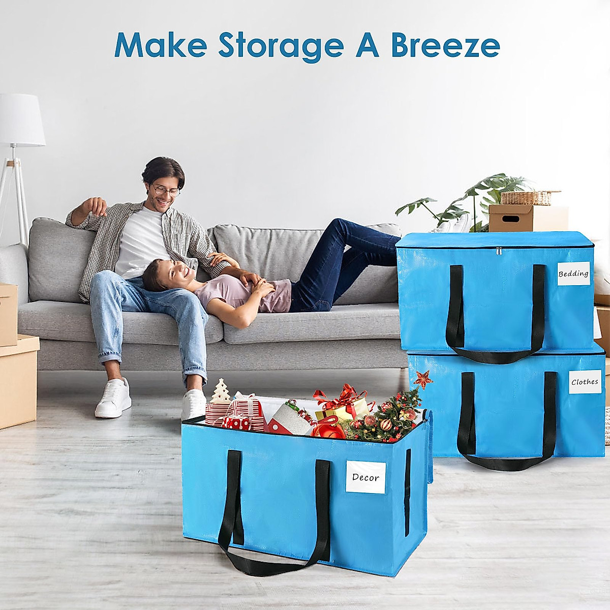 Storage Bags for Clothes, Extra Large Clothing Storage Bags with Reinforced Handle, Storage Containers for Organizing Bedding, Blanket, Sheets, Pillows, Closet and Toys