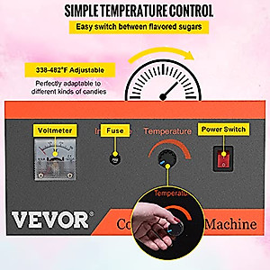 VBENLEM Commercial Cotton Candy Machine with Cart, Electric Floss Maker with Stainless Steel Bowl, Sugar Scoop and Drawer, for Family and Various Party, Red