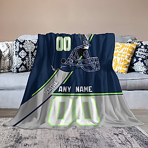 Custom Personalized Football Blankets Soft Flannel Throw Blanket with Any Name and Number for Fans Ideal Gifts