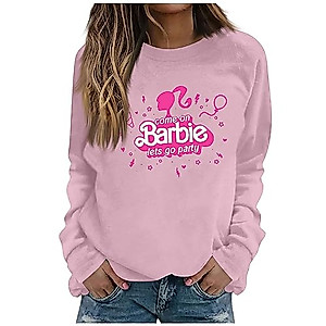 ANNAPU Come On Let's Go Party Sweatshirt Women Trendy Girls Shirt Cute Bachelorette Pullover Fall Casual Holiday Tops Pink