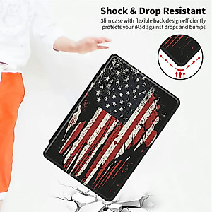Rotating Case for Samsung Galaxy Tab A 10.1 Inch Model SM-T510/SM-T515 2019,360 Degree Rotating Smart Stand Fold Cover with Auto Wake/Sleep,American US Flag
