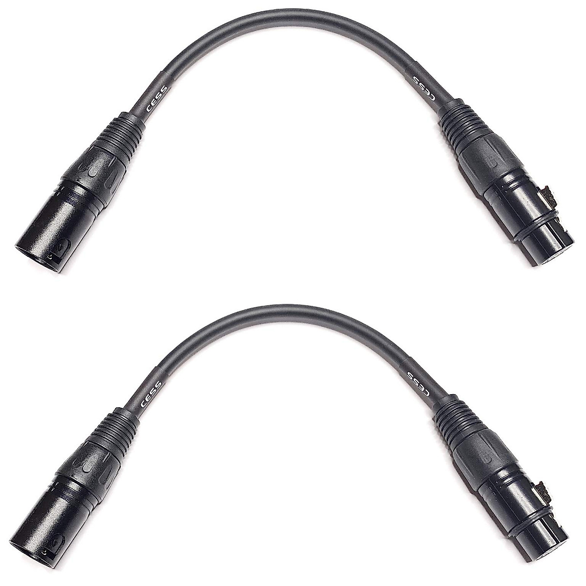 CESS-008 XLR3M to XLR5F DMX512 Adapter Cable - 3 Pin Male XLR to 5 Pin Female XLR DMX Turnaround, 6 Inches - 2 Pack