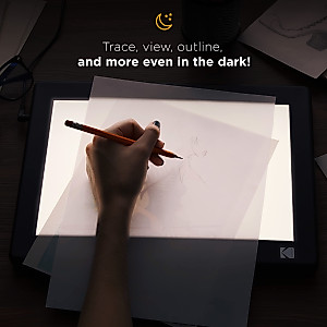 KODAK LED Light Box 7”x5” for Negatives, Slides & Films | Illuminated Board Panel for Viewing & Scanning Photos, Tattoo Drawing, Artist Sketching, Stenciling & More | Glare-Free, Battery & USB Powered