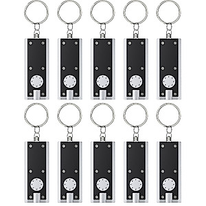 Uniclife 10 Pack Mini LED Keychain Flashlight 12 Lumen Portable Ultra Bright Light Battery Powered Flat Black Torch for EDC Outdoor Camping Hiking and Emergency Lighting (Batteries Included)