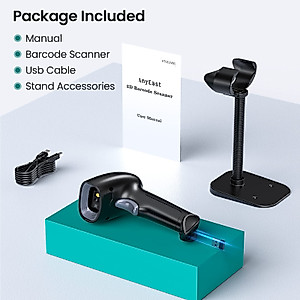 Barcode Scanner Bluetooth and Wireless with Stand, Anyeast USB Wired Inventory 2D 1D QR Code Scanners for Computer Laptop POS iPone, Screen Scanning Bar Code Reader for Supermarket Warehouse Library