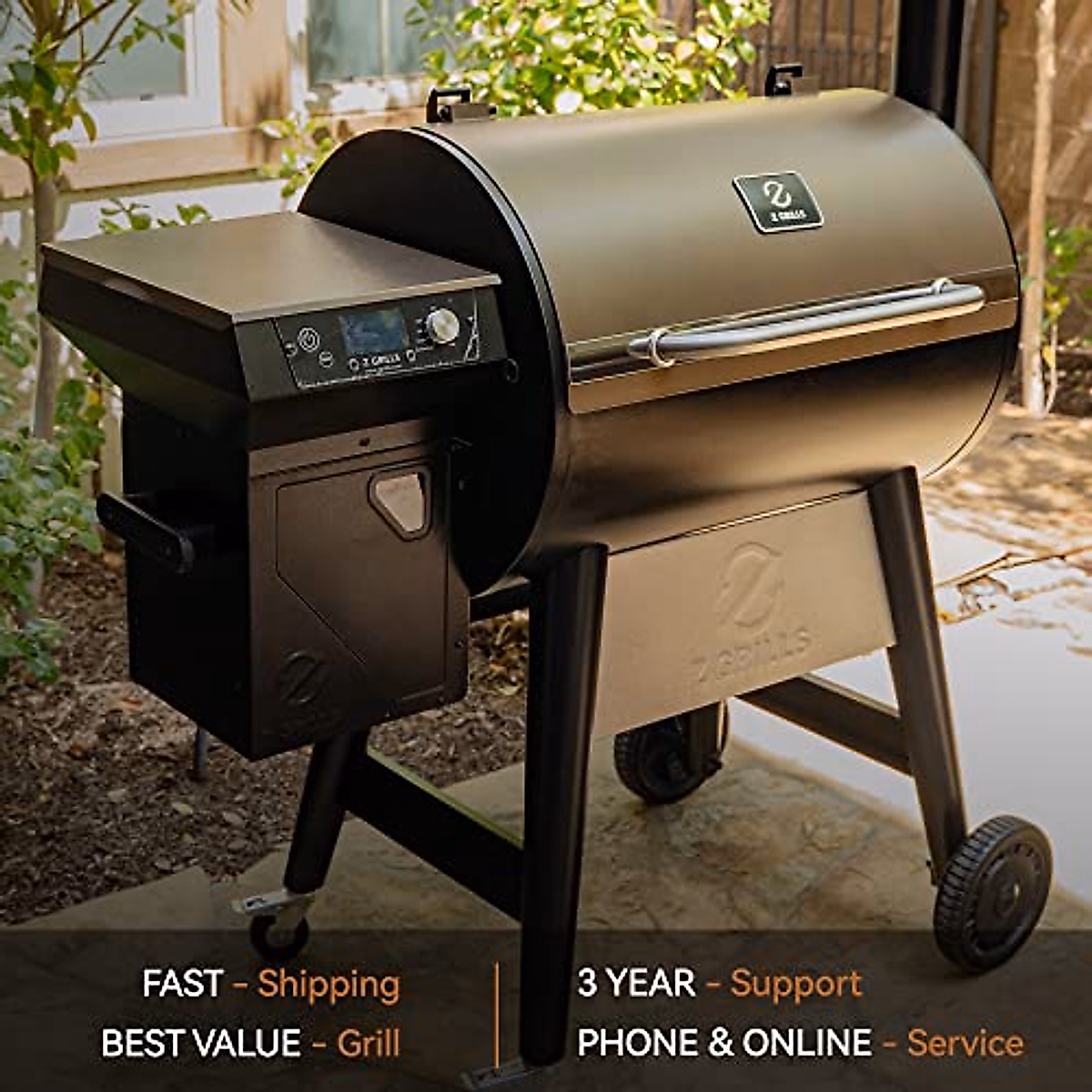 Z GRILLS Wood Pellet Grill Smoker with PID Controller, 700 Cooking Area, Meat Probes, Rain Cover for Outdoor BBQ, 7002C