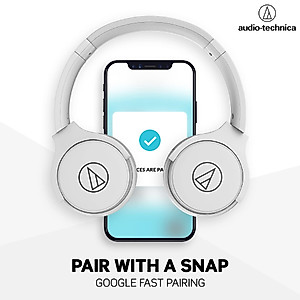 Audio-Technica ATH-S220BTWH Wireless On Ear Headphones, White, Adjustable