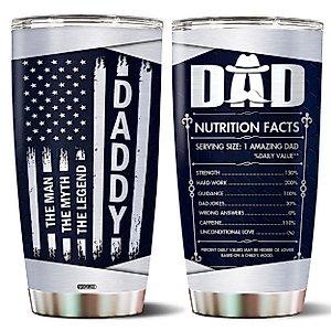 WONWIX Dad Tumbler Gifts for Daddy from Daughter Son Nutrition Facts 20oz Stainless Steel Insulated with Lid Thermos Coffee Cup Travel Drinking Mug Christmas Birthday Retirement Gift Fathers Day