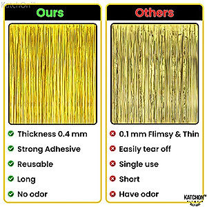 KatchOn, Holographic Gold Fringe Curtain Backdrop - XtraLarge, 3.25x8 Feet | Shiny Gold Backdrop Curtains for Parties | Gold Streamers Backdrop, Gold Foil Curtain for Gold Streamers Party Decorations