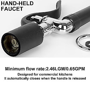 Junejour Pre-Rinse Spray Valve Head Commercial Sink Sprayer (Mist Spray Faucet, 0.65 GPM) Kitchen Faucet with Sprayer Nozzle & Handles, Pull Down Faucet Sprayer