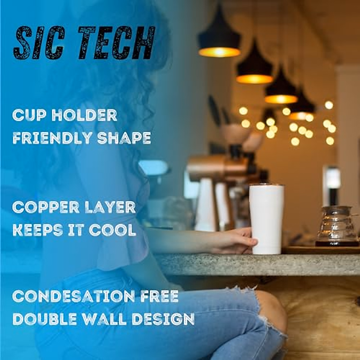 Seriously Ice Cold SIC 20 Oz. Double Wall Vacuum Insulated 18/8 Stainless Steel Travel Tumbler Mug | Powder Coated with Splash Proof BPA Free Lid | Coffee, Tea, Wine, and Cocktails (Ice White)