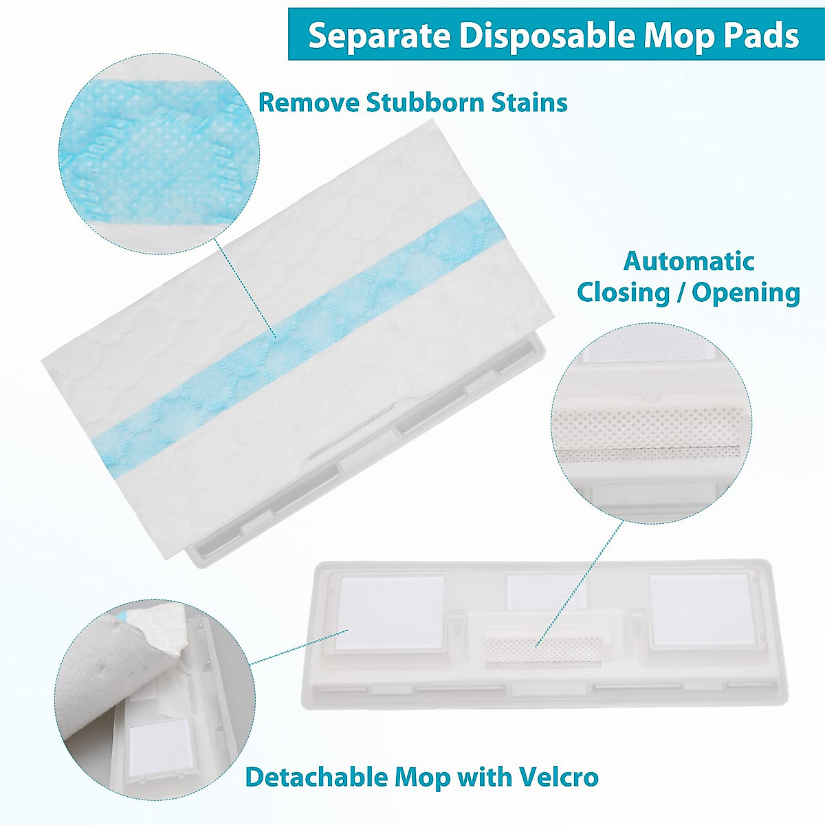 Extolife Vac Mop Pads Refills Replacement for Shark Vacmop VM252 VM251 VM200 VM200C VM190 VM252C QM250 VM250 VC205 Vacuum Mops, 40 Pack Disposable Mop Pads and 20 Pack Dirt Chambers (40 Pack)