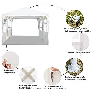 Outvita Outdoor Party Tent, Patio Wedding Gazebo Waterproof White Canopy with Sidewalls Party Wedding Tent Cater Events Pavilion Beach BBQ (10'x20')