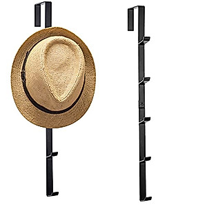 MyGift Black Metal Over The Door Hooks Heavy Duty Hanger for Hats, Coat, Scarf, and Purse, Door Hanging Rack with 5 Hooks, Set of 2