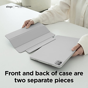 elago Case for iPad Pro 12.9 6th, 5th,4th Generation and iPad Air 13 (M2) -iPad Case with Magnetic Attachment to Metal Materials,Compatible with Apple iPad Pencil and elago’s Pencil case (Light Grey)