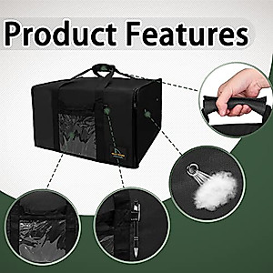 OujiuShark Insulated Pizza Bags for Delivery, 20in x 20in x 12in, Commercial Pizza Warmer Bag, Large Pizza Carrier for Hot and Cold Food (Black)