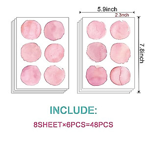 Polka Dot Wall Decals Removable Watercolor Pink Wall Sticker for Kids Baby Girls Living Room Bedroom Playroom (48 Dots)