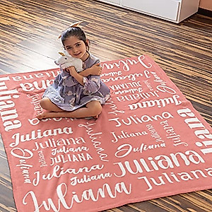 Personalized Name Blanket for Women Men 50x60inch Custom Throw Blanket with Name, Throw Blanket Gift for Mom, Dad, Grandma, Daughter, Flannel Blanket with Name Text Gift for Birthday Mothers Day