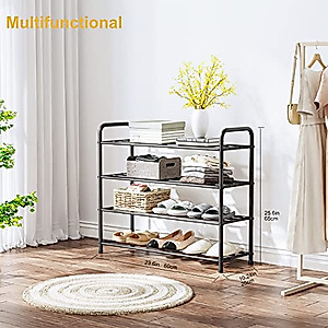 FANHAO 4-Tier Shoe Rack, 100% Stainless Steel Shoe Shelf Storage Organizer 12 Pairs for Bedroom, Closet, Entryway, Dorm Room, Matte Black