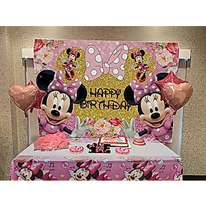 Mouse Backdrop and Mouse Tablecloth Girls Birthday Party Backdrop and Table Cover Mouse Birthday Party Supplies