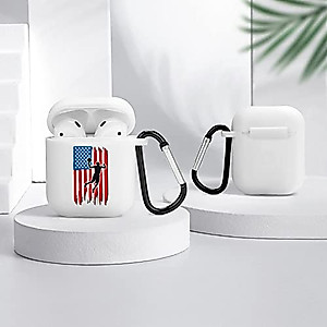 American Flag Basketball Silicone AirPods Case Protective Cover Compatible with AirPods 2 & 1 with Keychain