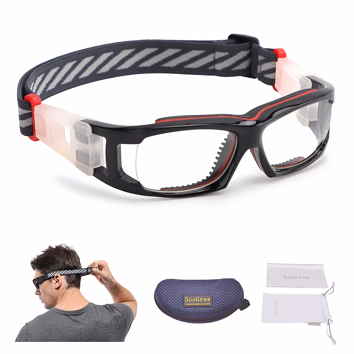 SooGree Kids Sport Goggles Glasses,Basketball Football Protective Goggles,Boys Girls Squash Racquet Goggles,Replaceable to Prescription Lenses Age 8-16