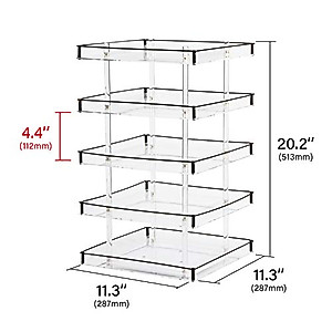 J JACKCUBE DESIGN Nail Polish Organizer, 5 Tier Acrylic 360 Rotating Display Rack Stand Makeup Cosmetics Storage Box Carousel Shelf with Black Iron Guard, Hold Up to 310 – MK302-5