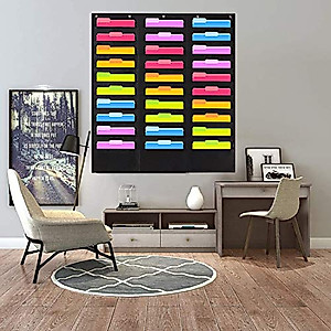 Hanging File Holder Organizer Rack, 30 Pocket File Folder Frame, Large Folding Portable Hanger for Mail, Jewelry, Calendar, Document,Expandable Files, Organization Rustic, Kitchen, Garage