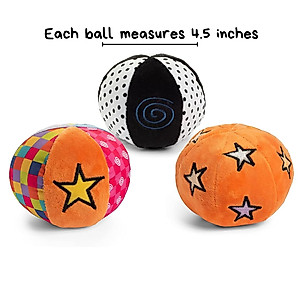 Genius Baby Toys Montessori Sensory Soft Balls with Sensory Sounds and Textures - Set of 3 - Practice Grasping - Gift Set Perfect for 6-12 Months Baby Toys