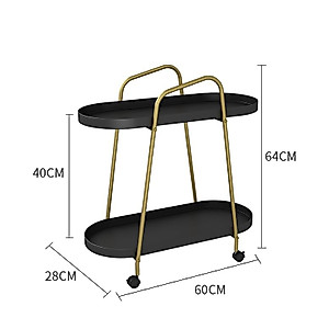 Rolling Cart Trolley Carts With Wheels Office 2 Tier Iron Rolling Cart With Wheels Living Room Sofa Side Home Balcony Movable Push Kitchen Storage Rack Cart Kitchen Utility Cart Dorm Room Essentials (