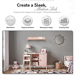 InPlace Pink Picture Ledge Shelf, 24" W x 4.5" D x 3.5" H, 9605012E