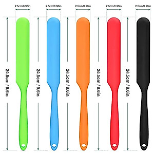 5Pcs Silicone Jar Spatulas - Cake Cream Spatulas Set, 9.8 inch Non-Stick Heat Resistant Mixing Butter Spatulas Baking Scrapers for Jars Blenders Cooking Stirring (5 Color)
