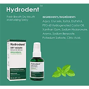 Hydrodent Fresh Breath Dry mouth Moisturizing Spray, Fresh Mint, Natural, 2 oz
