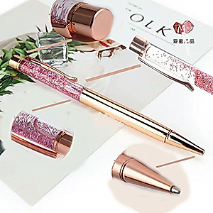 Ballpoint Pens,Rose Gold Metal Pen Refills Bling Glitter Sand glass Advertisement Pen Black Ink for Office Supplies