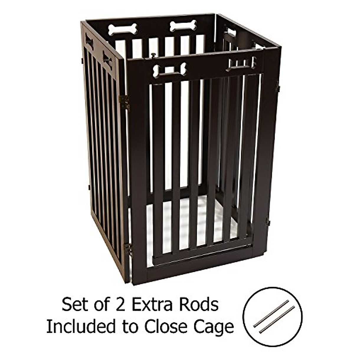 Arf Pets Freestanding Dog Gate with Door, 4 Panel 360° configurable Wooden Fence, 80" Wide, 31.5" Tall, Foldable, Set of Foot Supporters Included, for The House - Indoor Use