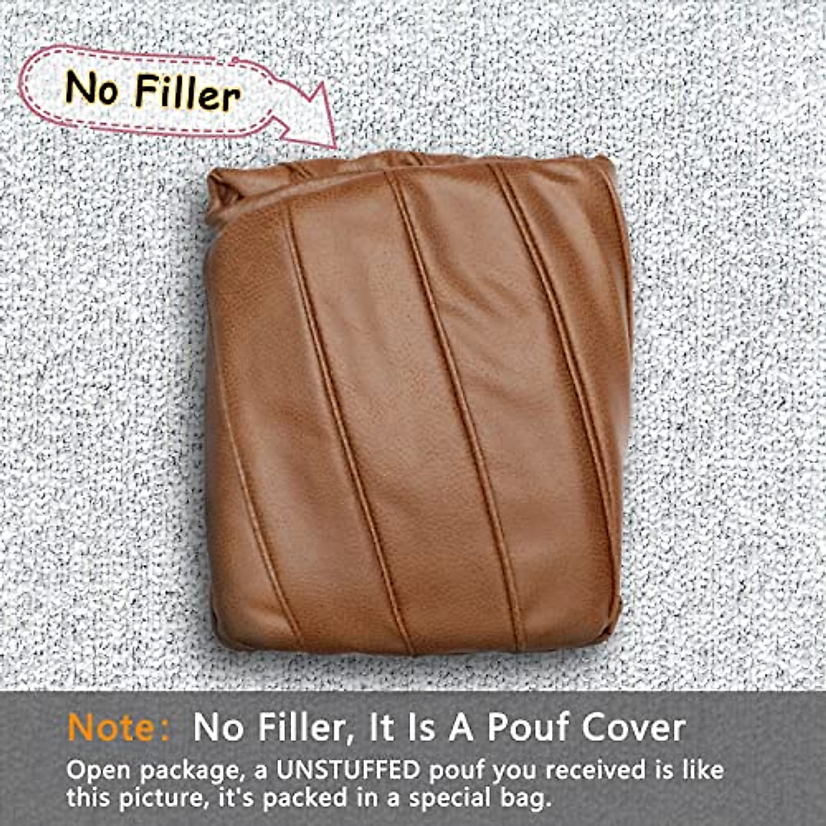 Thgonwid Handmade Foot Stool Ottoman Faux Suede Poufs 21.6" x 13" - Round Storage Floor Cushion Footstool for Living Room, Bedroom and Wedding, Unstuffed, Brown