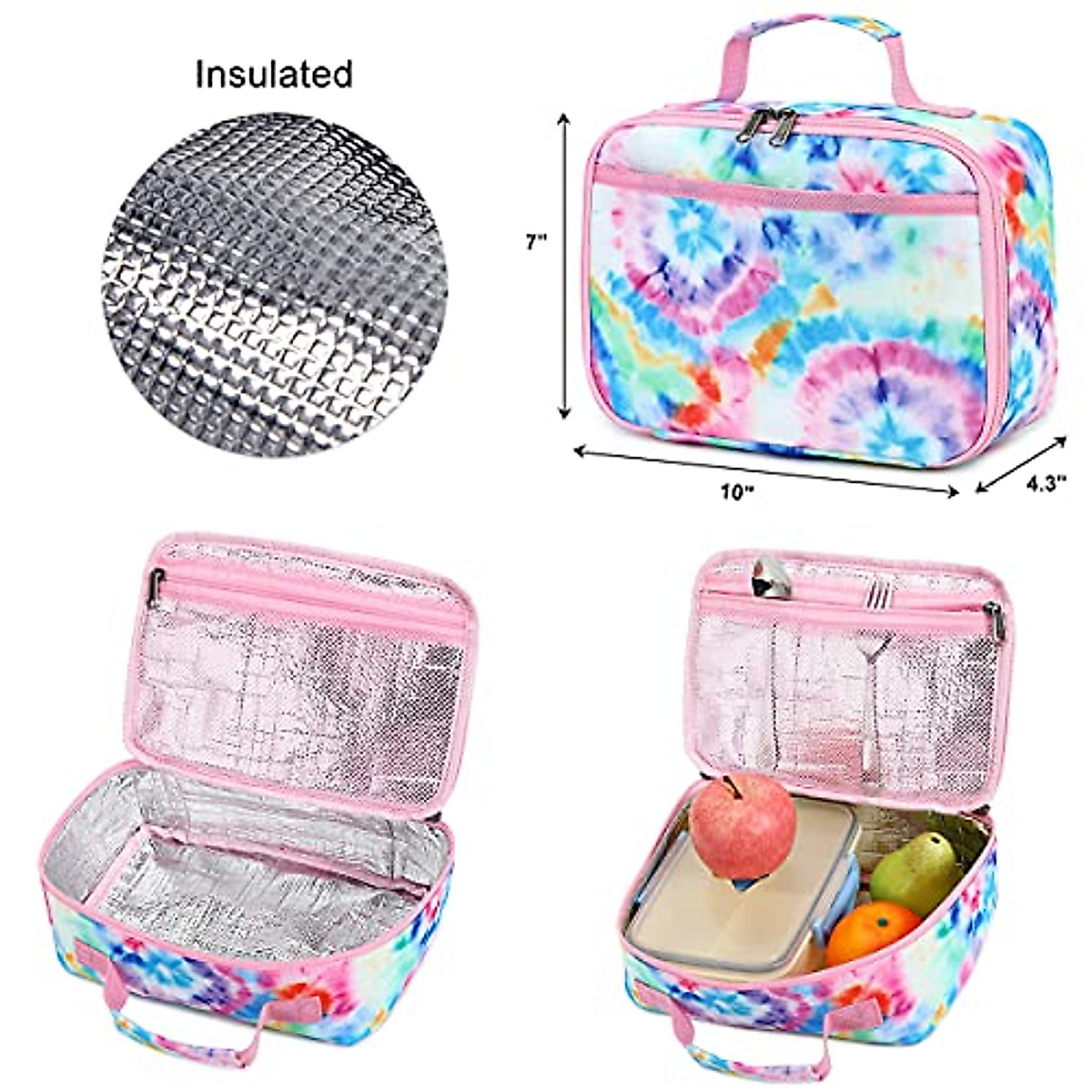 Bluboon School Backpack for Girls Teens Bookbag Set Laptop Backpack Lunch Box with Pencil Bag (Tie Dye Blue)