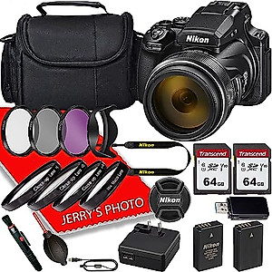 Nikon COOLPIX P1000 Digital Camera + 2pc 64GB Memory Cards + Filters + Case & More