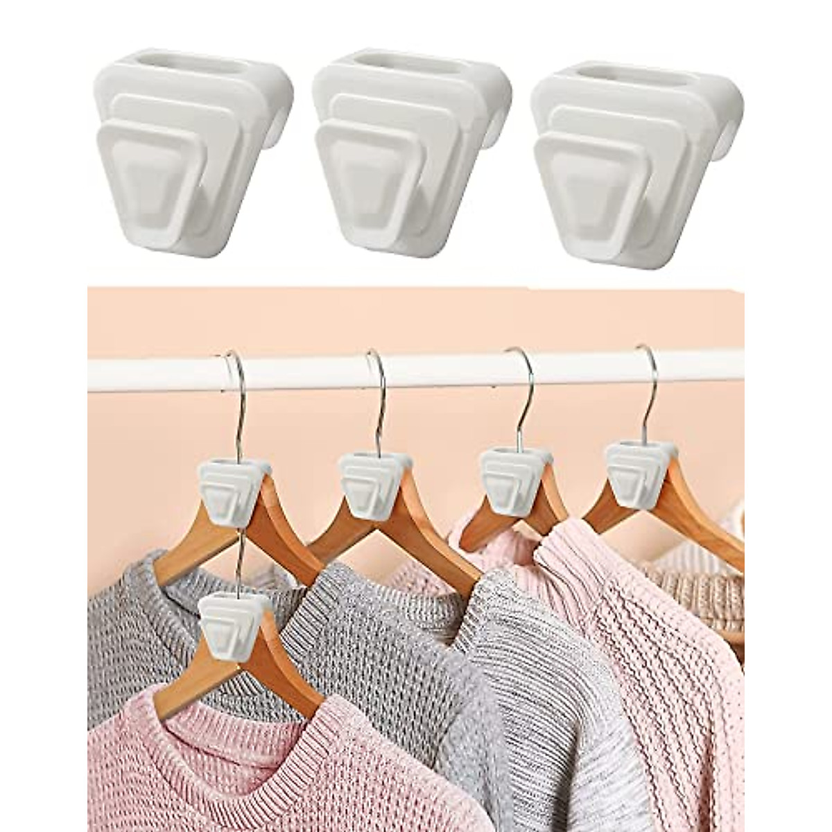Clothes Hanger, Antye 24 Pcs Space Saving Clothes Hanger Connector Hooks and Storage Shelves Hanger Extender for Heavy Duty Cascading Connection Hook (White)