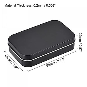 uxcell Metal Tin Box, 2pcs 3.74" x 2.36" x 0.87" Rectangular Empty Tinplate Storage Containers with Lids, Black