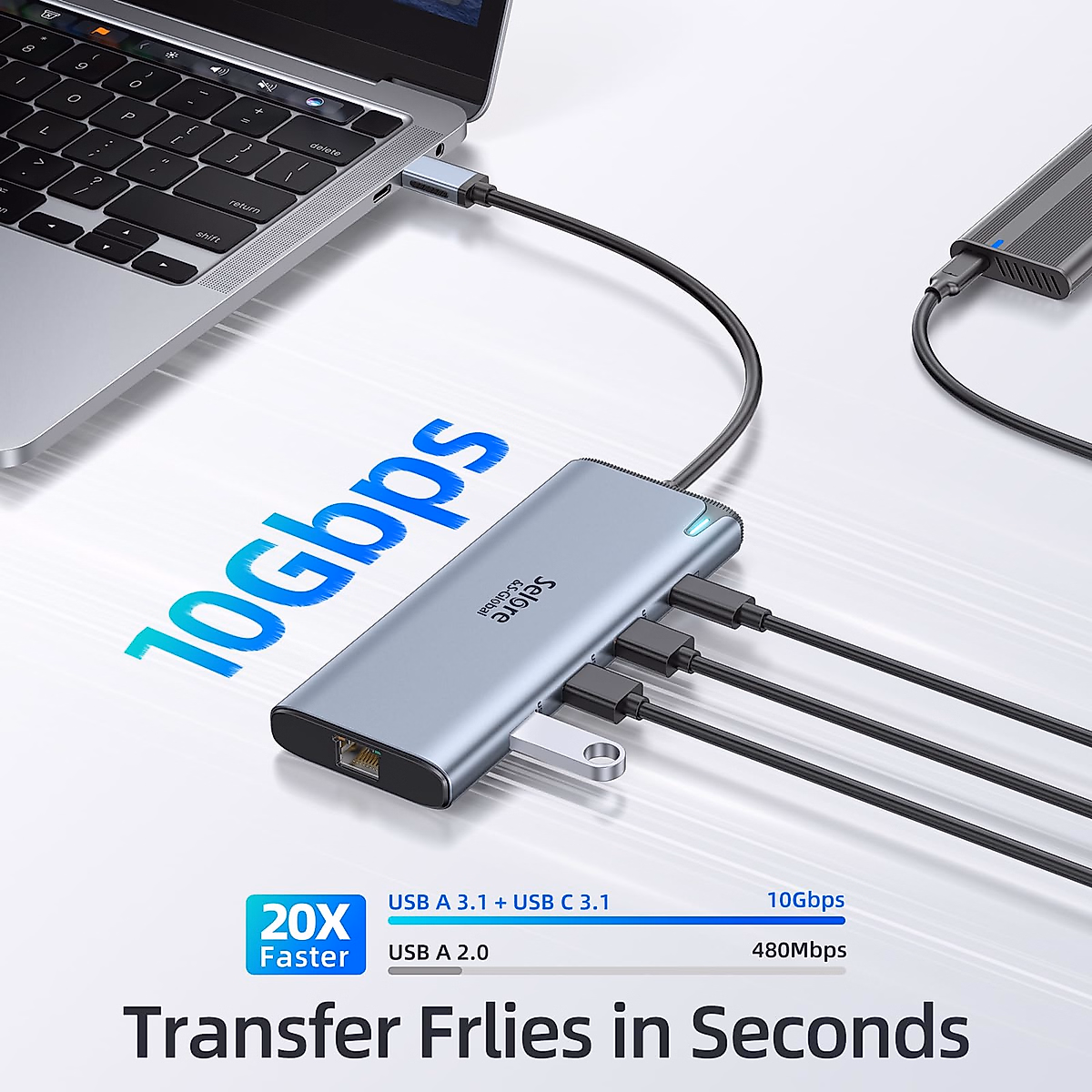 Docking Station USB C Video,8K Laptop Docking Station Dual Monitor 8K@60Hz 2*HDMI,USB-C Hub with USBC Video Output,4 * 10Gbps USB Port,Ethernet,100W PD for Portable Monitor,MacBook Pro/Air,Dell,HP