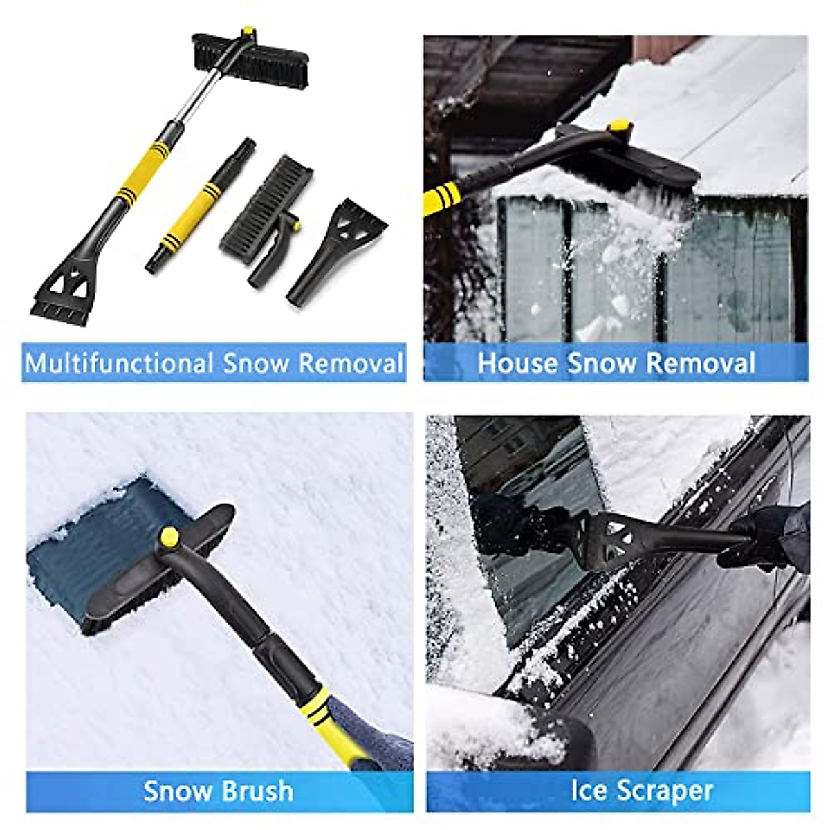 Ice Scraper, Ice Scrapers for Car Windshield, Multifunctional Snow Scraper and Ice Scraper, Snow Scraper for Car Windshield, Window and Side Mirrors